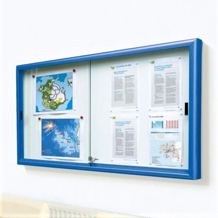 Classic Magnetic Lockable Notice Board - Double Sliding Doors