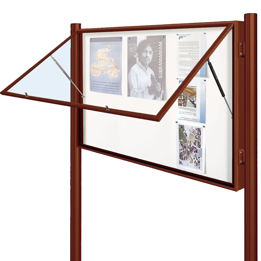 1000 Top Hung Door Magnetic External Notice Board With Post Kit