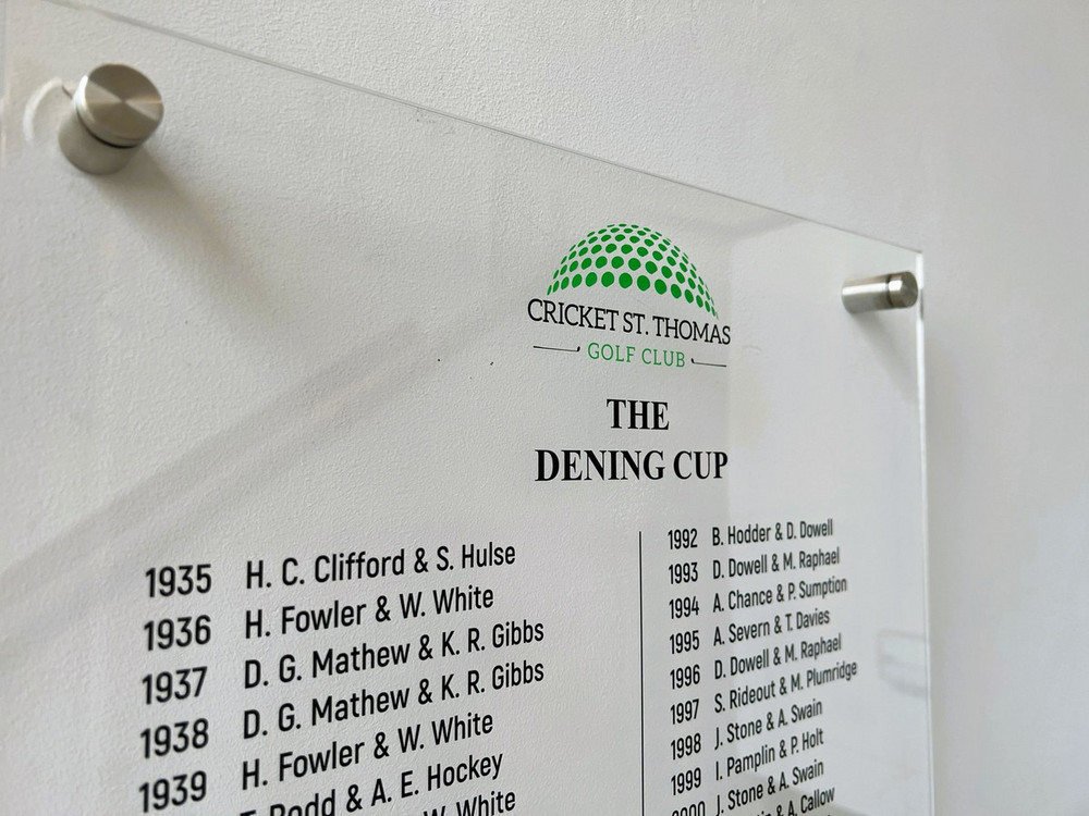 New Acrylic Wall Display Plaques for Cricket St Thomas Golf Club