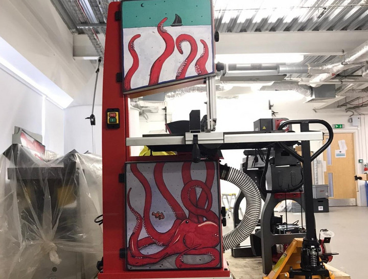 Vinyl Wrapping of Band Saw for Axminster Tools