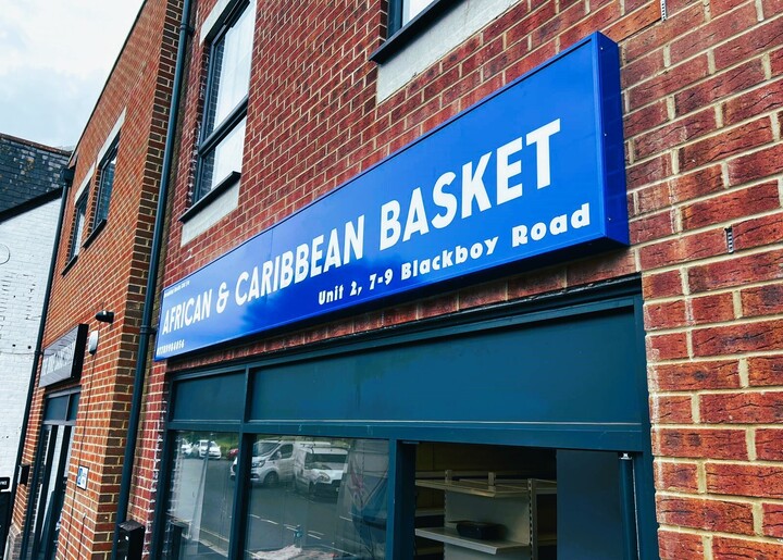Slimline Lightbox Fascia Sign for African & Caribbean Basket